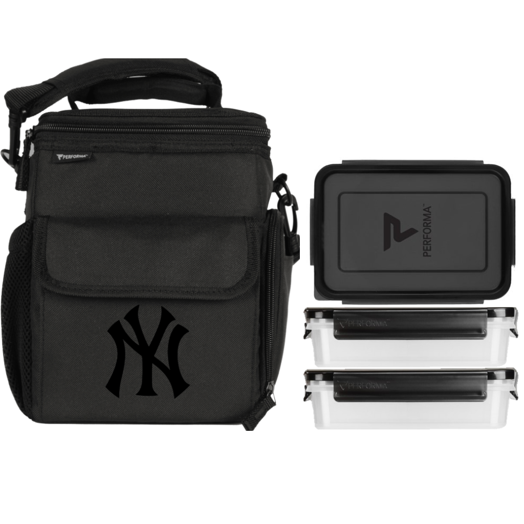 3 Meal Cooler Bag, Black on Black, MLB New York Yankees (Made to Order ...